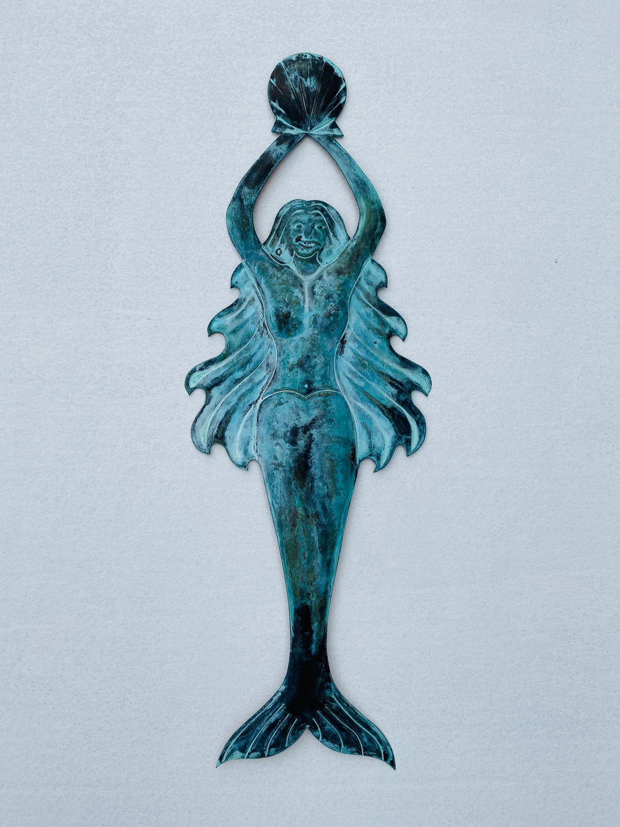 Mermaid Wall Sconce, Copper Artwork, The Copperworks of Martha's Vineyard